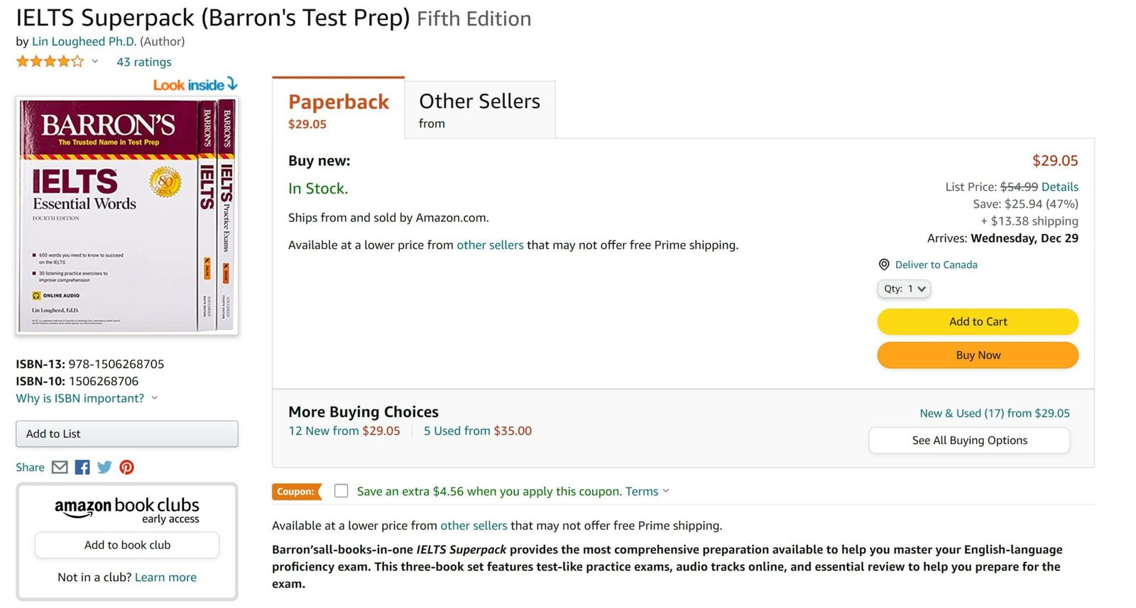 IELTS Preparation Book : Review Of "IELTS Superpack (Barron's Test Prep)"