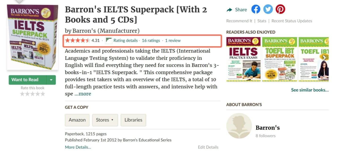 IELTS Preparation Book : Review Of "IELTS Superpack (Barron's Test Prep)"